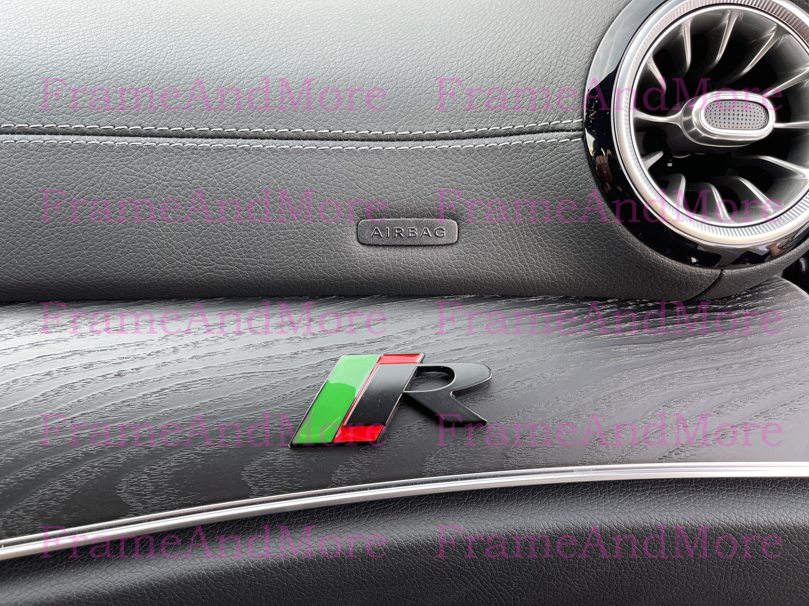 1 X 3D Raised //R R-sport Black Metal Made Dashboard, Center Console ...