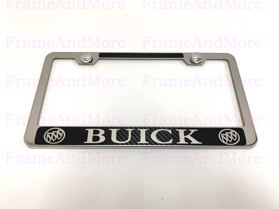 1 Pc BUICK Carbon Fiber Box Style Stainless Steel Chrome Metal License ...