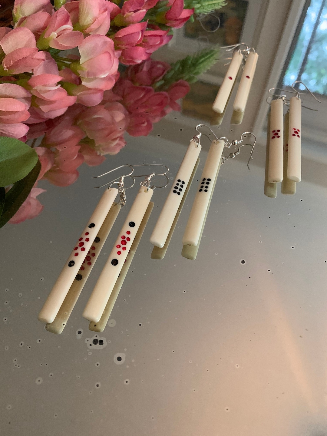 Unique Handmade Vintage Mahjong Counting Stick Earrings - Etsy