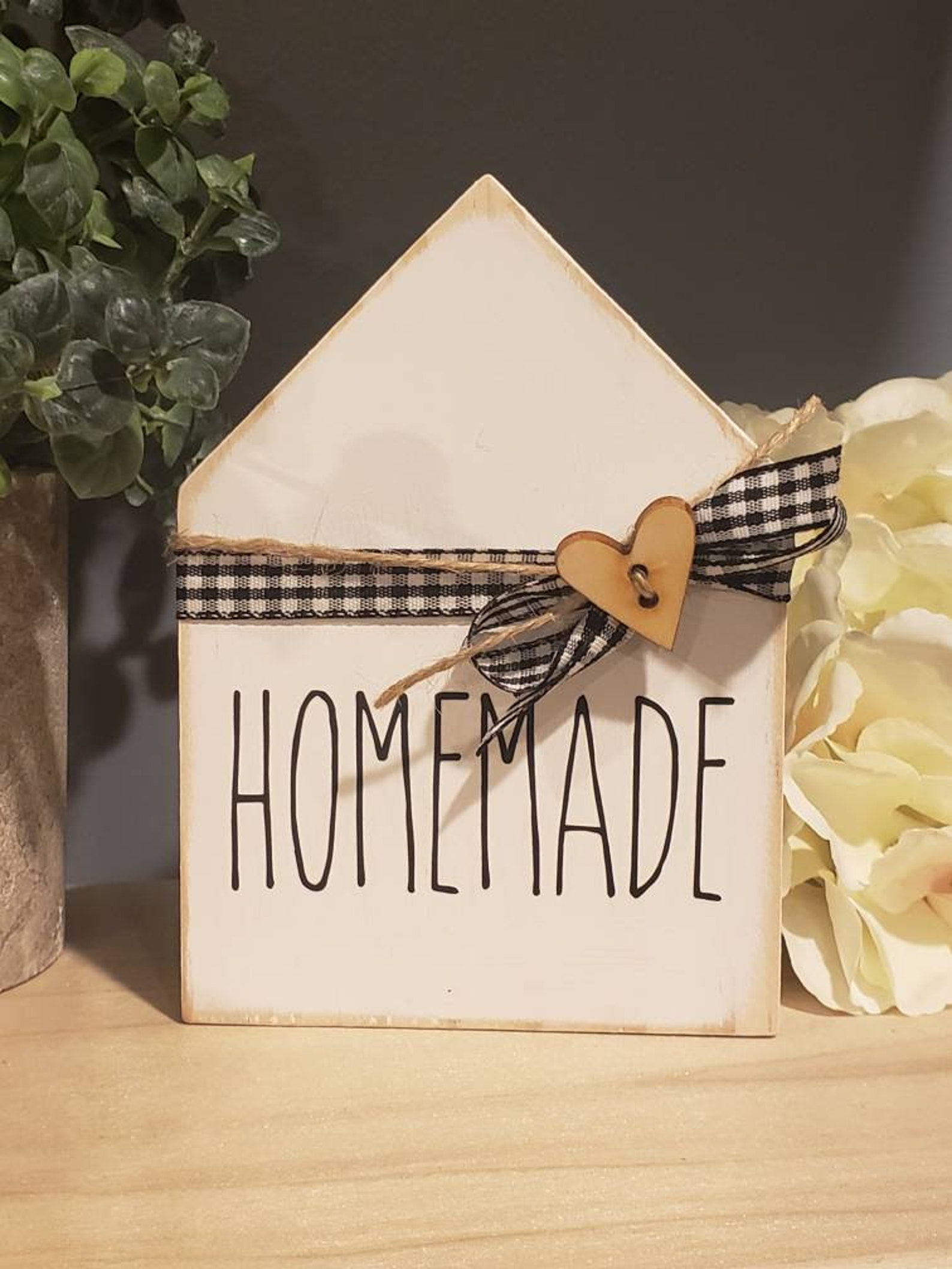 White Wooden House With HOMEMADE in Farmhouse Inspired Lettering for ...