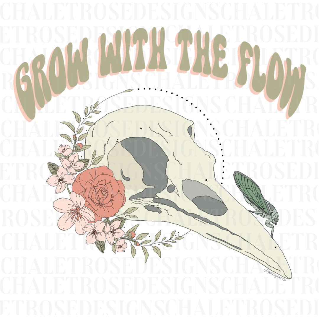 Grow With the Flow - Hand Drawn Sublimation Art, Witchy PNG, Spiritual ...