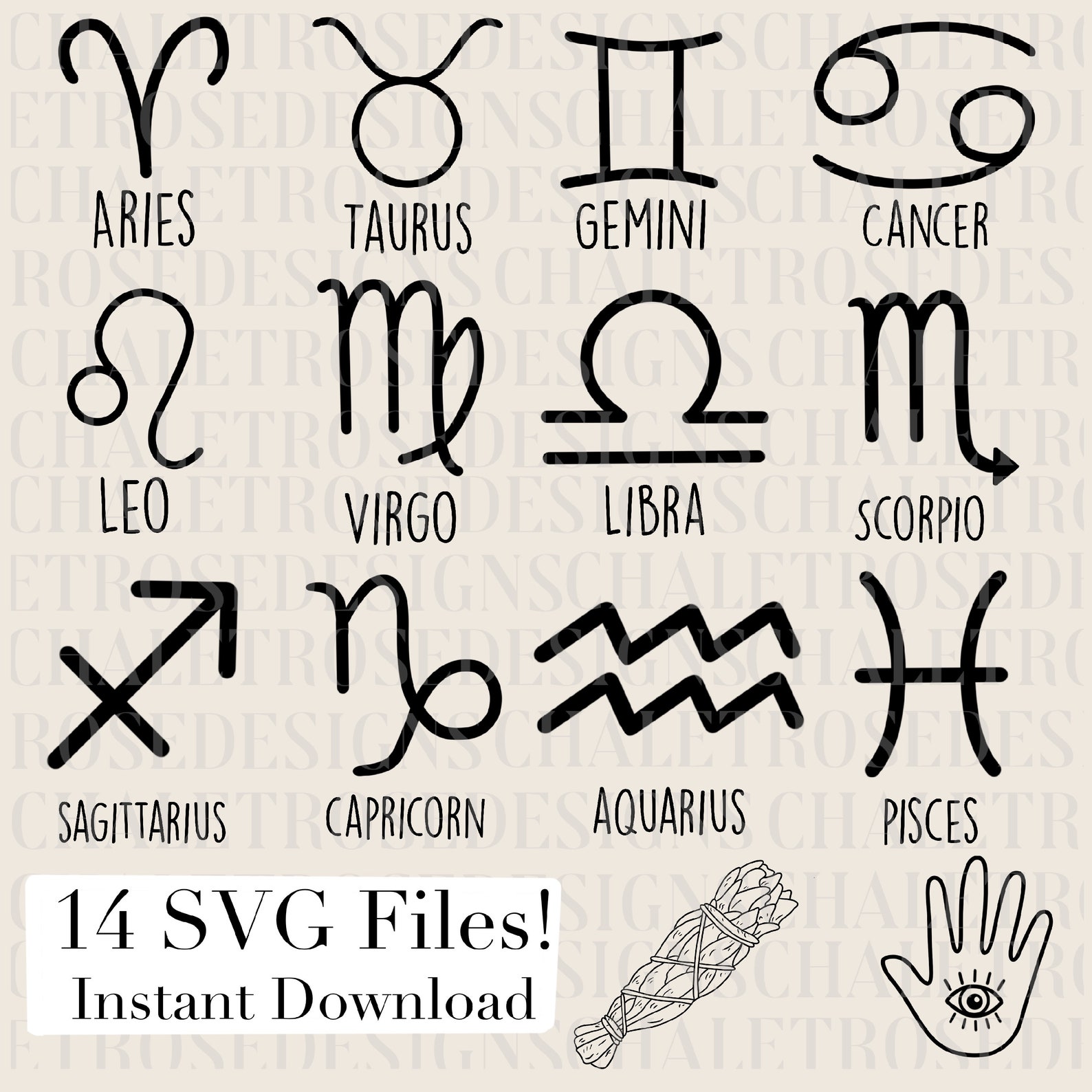 Zodiac SVG Bundle Pack - Spiritual Designs for Cricut and Vinyl ...