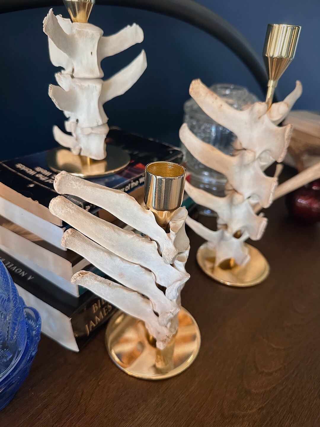 Deer Vertebrae Candlestick Holder, Ornate Gold Witch Home Decor - Etsy