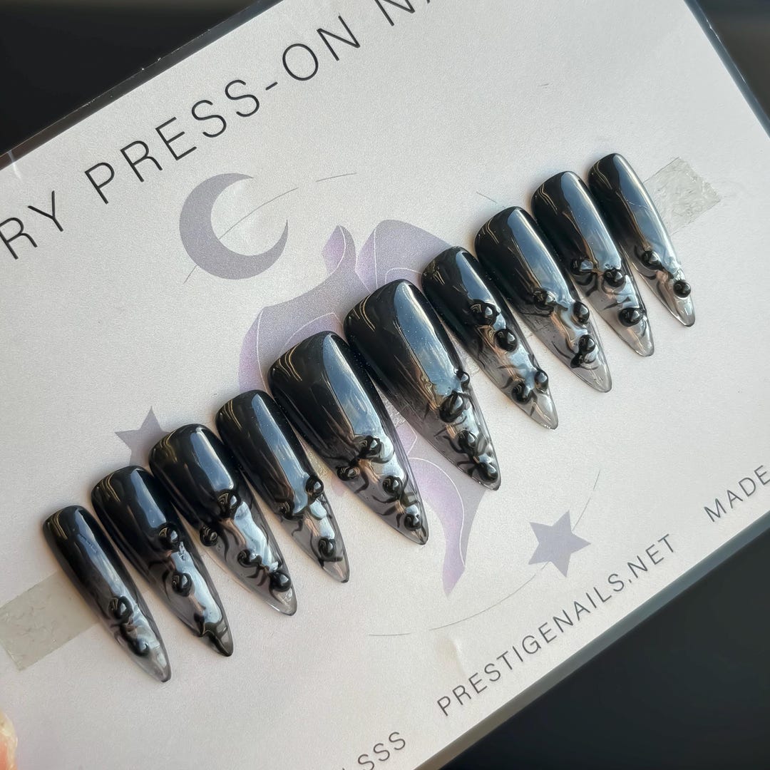 Black & See-through Creepy Ant Bug Press on Nails || Luxury Nails ...
