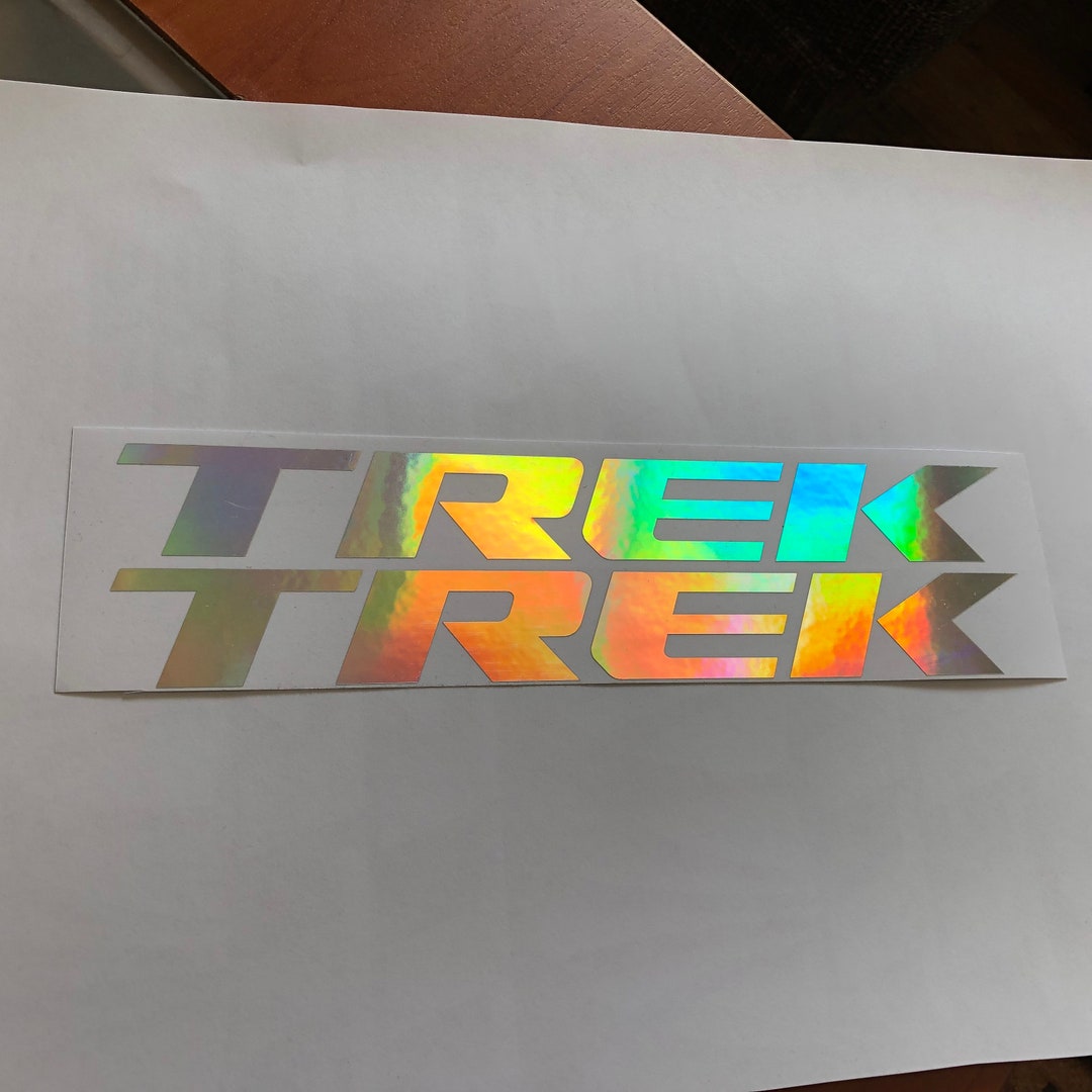 2x TREK Decals Stickers Iridescent Chrome Rainbow Frame Vinyl Graphics ...