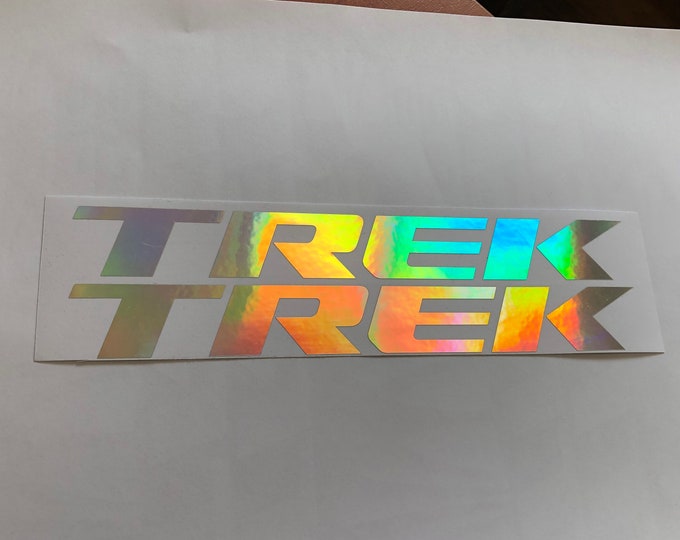 2x TREK Decals Stickers Iridescent Chrome Rainbow Frame Vinyl Graphics ...