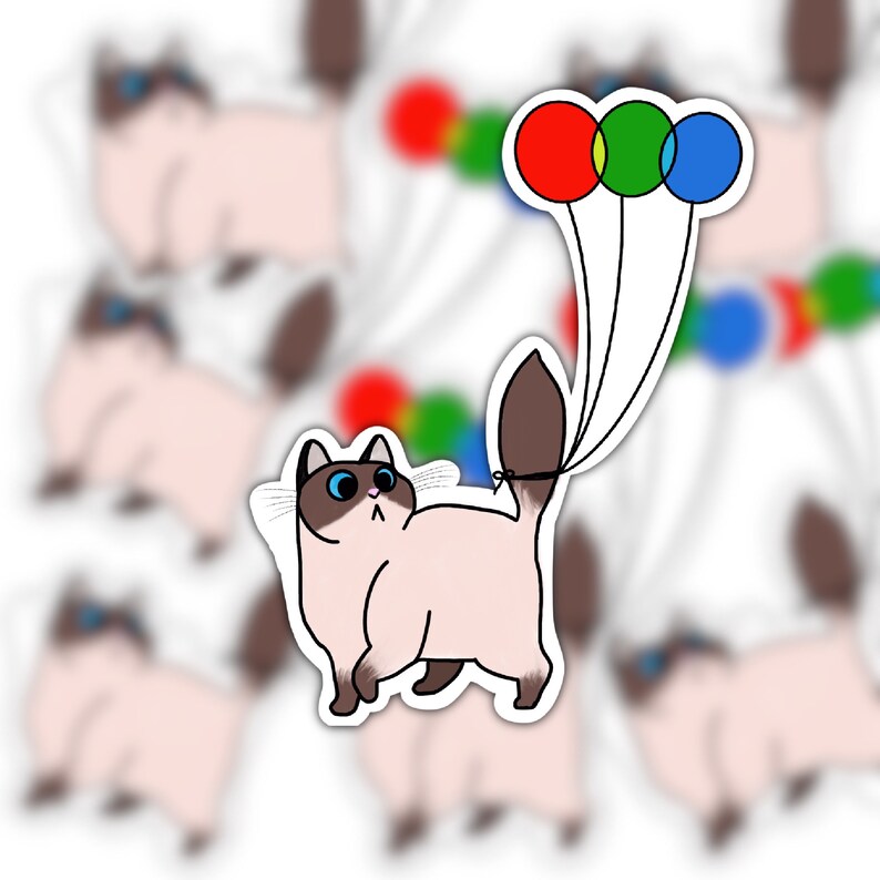 Cat With Balloons Sticker | Balloon Animal Sticker | Cat Sticker | Cute ...