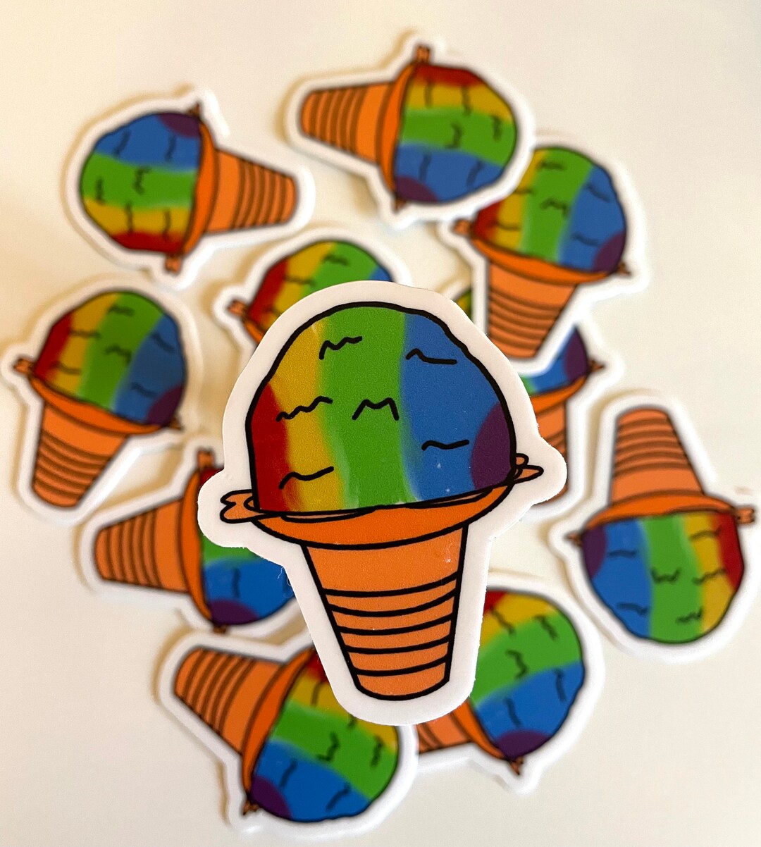 Hawaiian Rainbow Shave Ice Sticker | Summer Ice Cream Sticker - Etsy