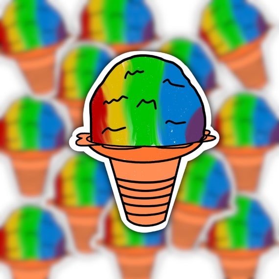 Holographic Rainbow Shave ice Sticker Paper & Party Supplies Stickers ...