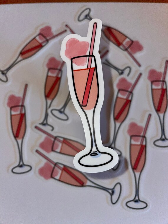 Pink Cotton Candy Champagne Sticker Pink Drink Cocktail | Etsy