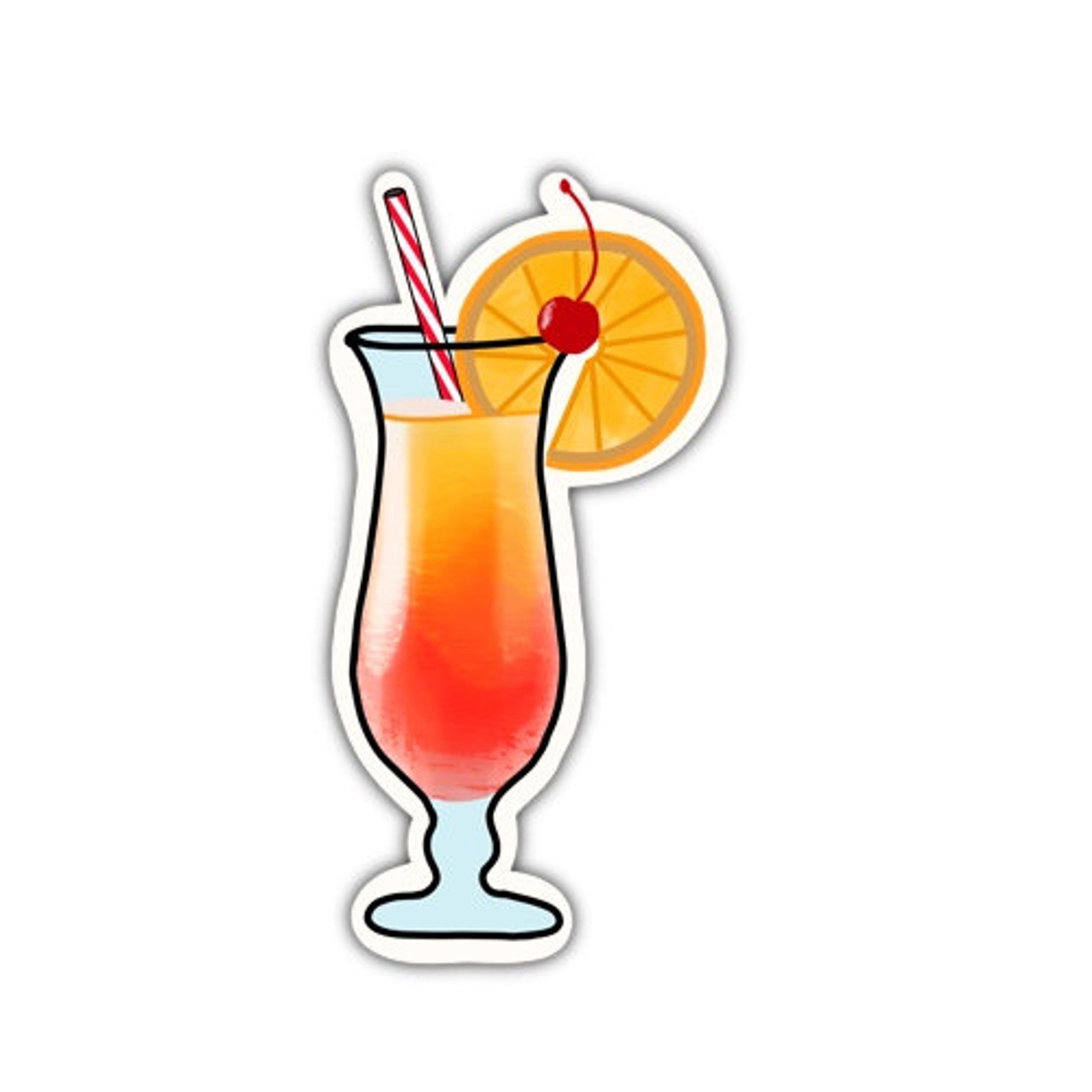 Tropical Cocktail Drink Sticker | Tequila Sunrise Summer Drink Sticker ...