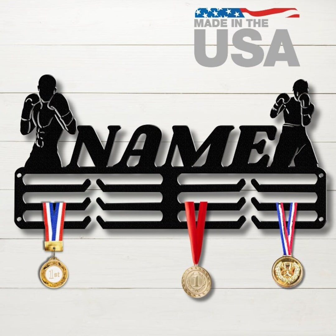 Boxing Medal Holder, Personalized Boxing Player Name, Boxing Medal ...