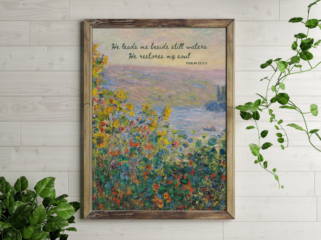 He Leads Me Beside Still Water, He Restores My Soul, Psalm 23 Word Art ...