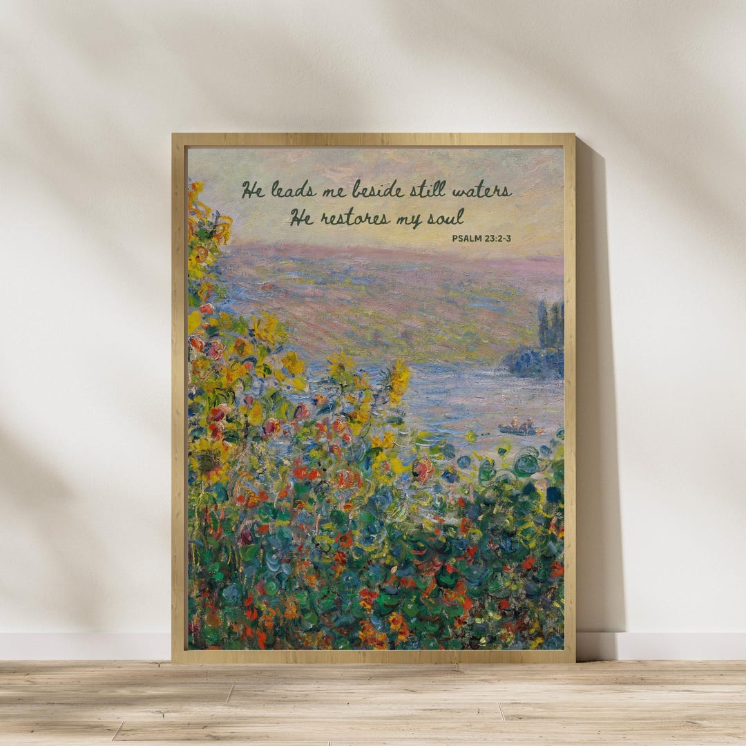 He Leads Me Beside Still Water, He Restores My Soul, Psalm 23 Word Art ...