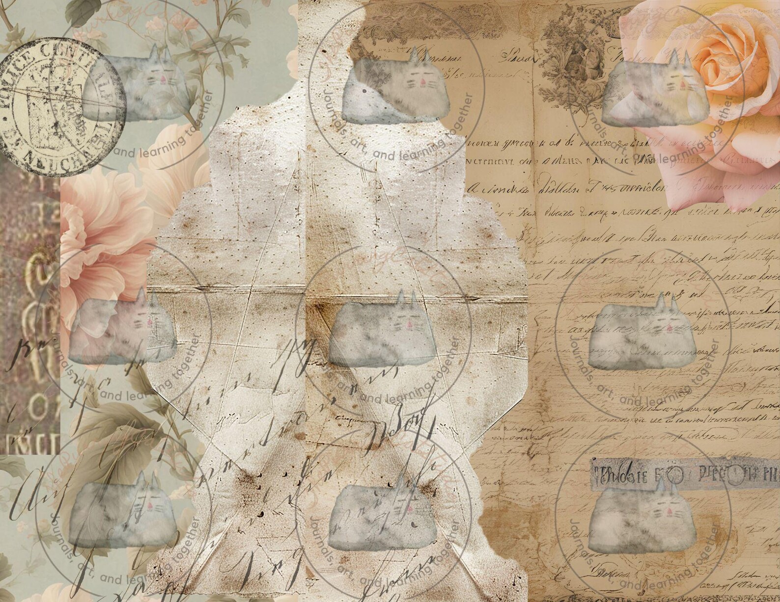 Vintage Wallpapers & Script (digital Paper Set) - Etsy