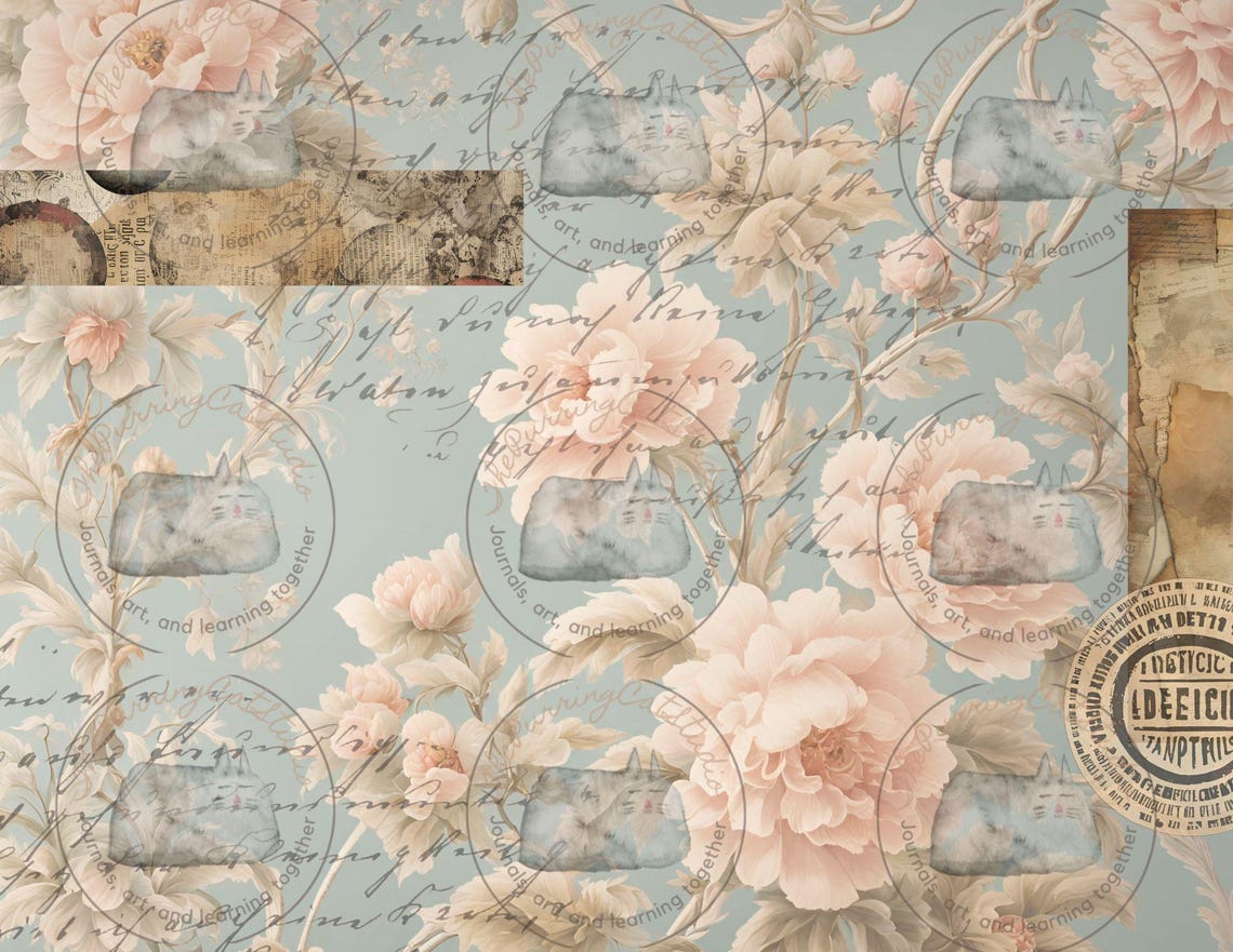 Vintage Wallpapers & Script (digital Paper Set) - Etsy