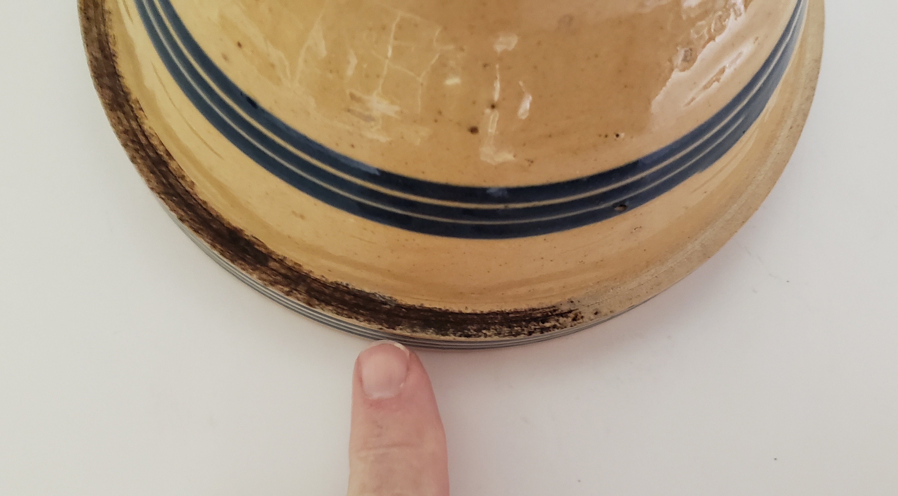 Yellow Ware 7 Blue Striped Mixing Bowl - Etsy