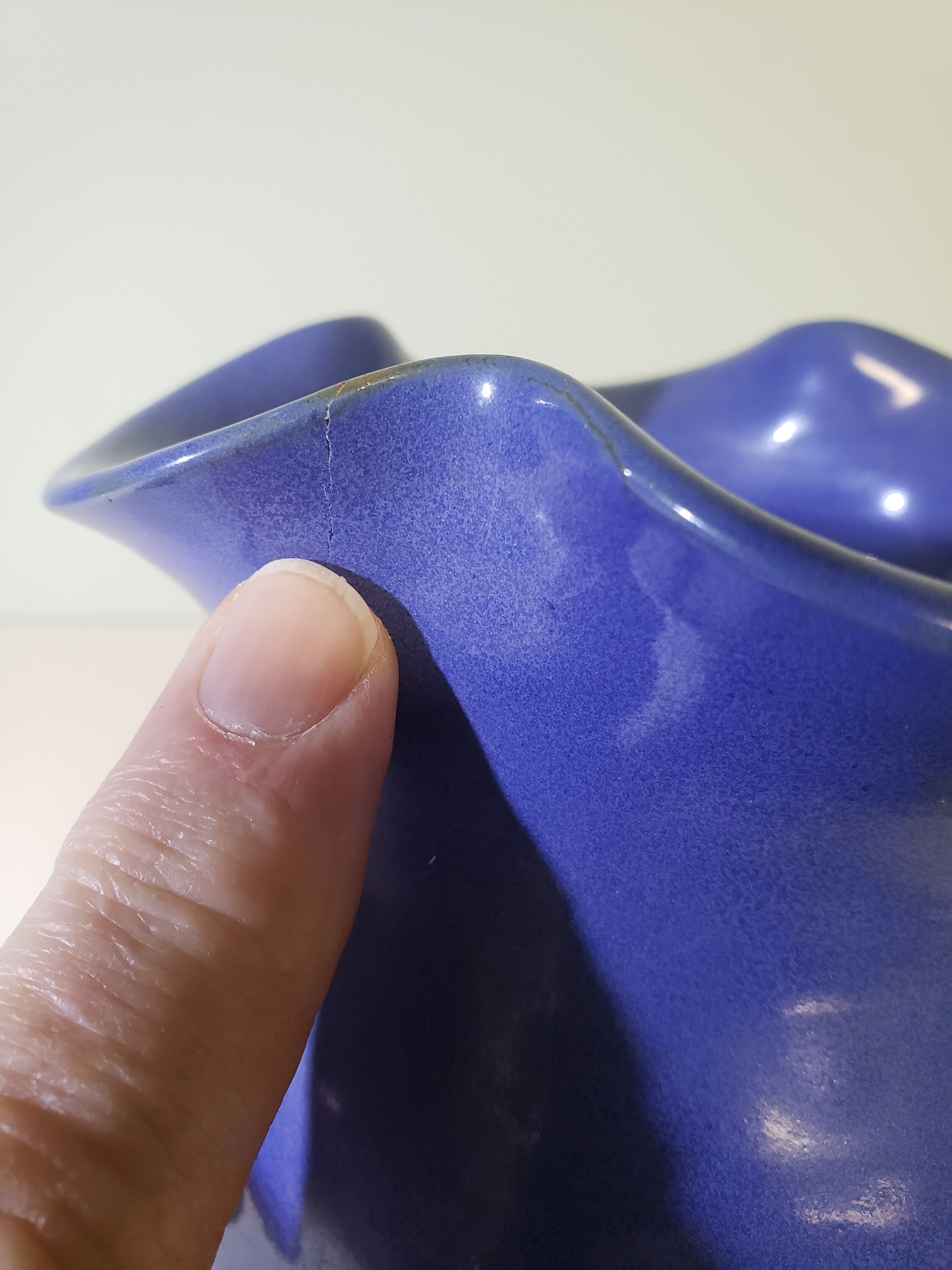 Cornelison Bybee Ruffle Top Blue Pottery Vase - Etsy