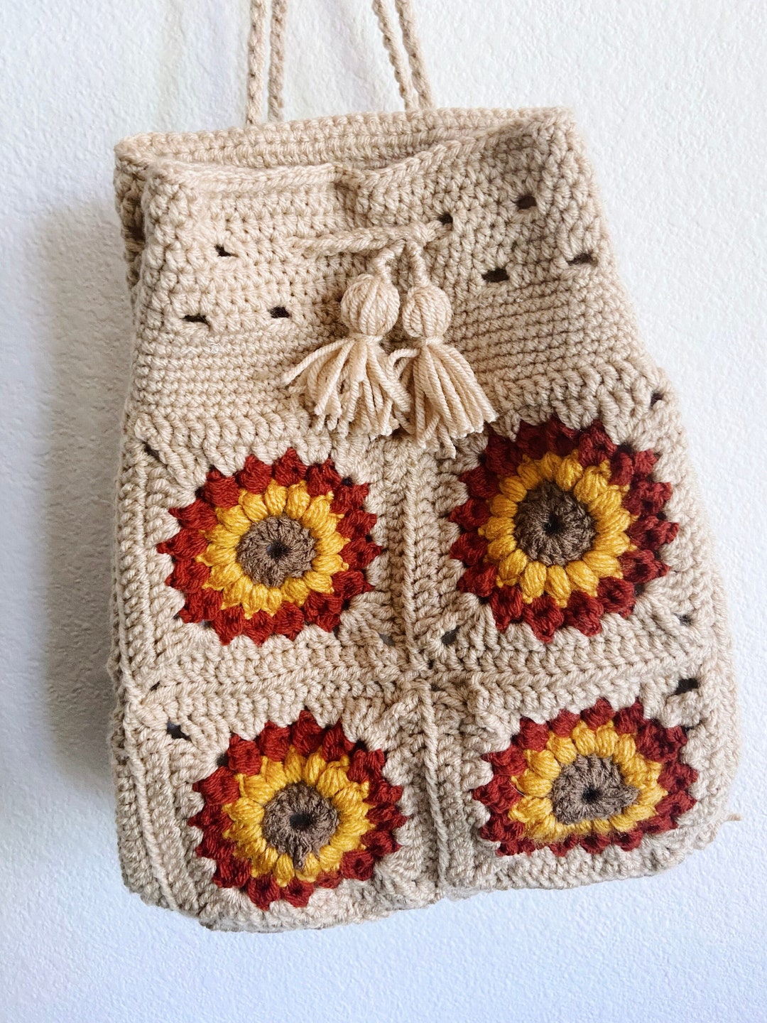 Crochet Sunflower Backpack - Etsy