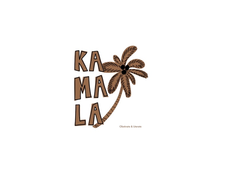Kamala Harris Coconut Tree Glossy Vinyl Sticker, Harris for President ...