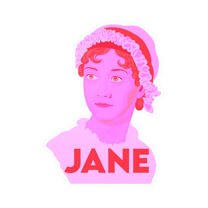 Pink Jane Austen Kiss-cut Vinyl Decal, Women Writers, Pride and ...
