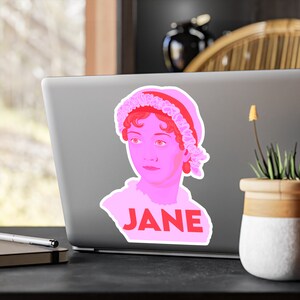 Pink Jane Austen Kiss-cut Vinyl Decal, Women Writers, Pride and ...