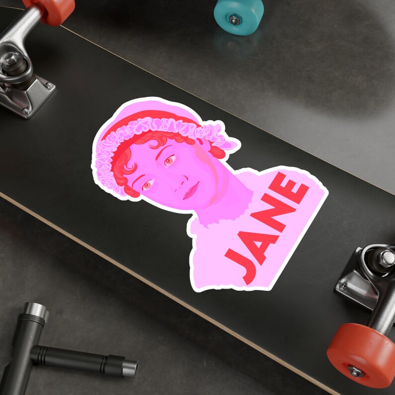 Pink Jane Austen Kiss-cut Vinyl Decal, Women Writers, Pride and ...
