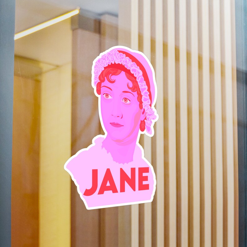 Pink Jane Austen Kiss-cut Vinyl Decal, Women Writers, Pride and ...