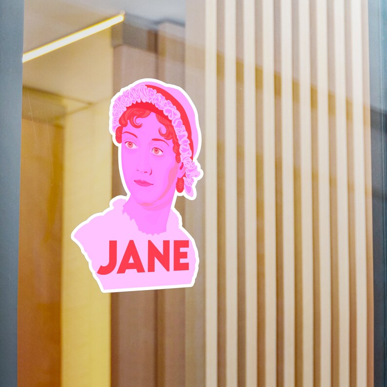 Pink Jane Austen Kiss-cut Vinyl Decal, Women Writers, Pride and ...