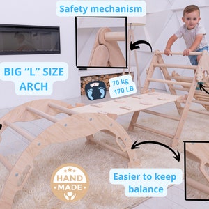 Wooden Baby Climbing Gym, Montessori Climber, Rocker With Cushion, Arch ...