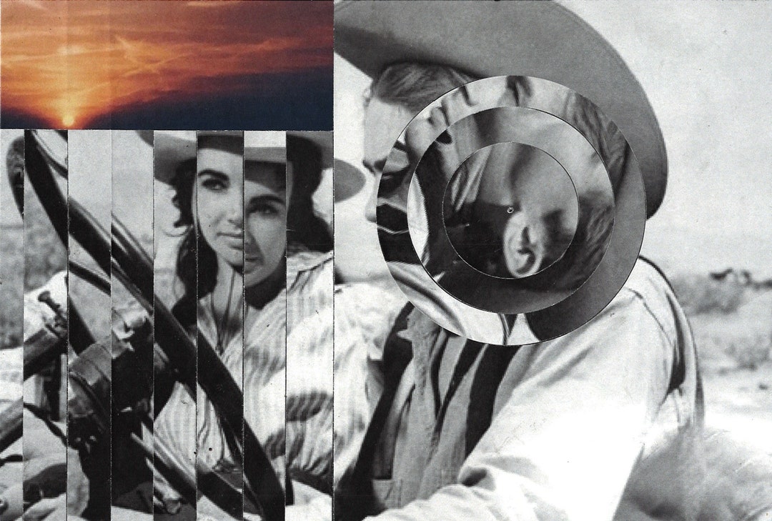 Collage occidental con James Dean y Elizabeth Taylor de la película ...