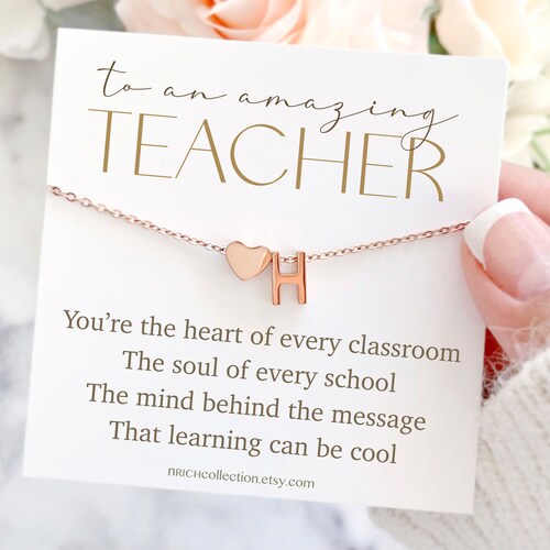 Teacher Appreciation Gift Heart Necklace Teacher Thank You - Etsy