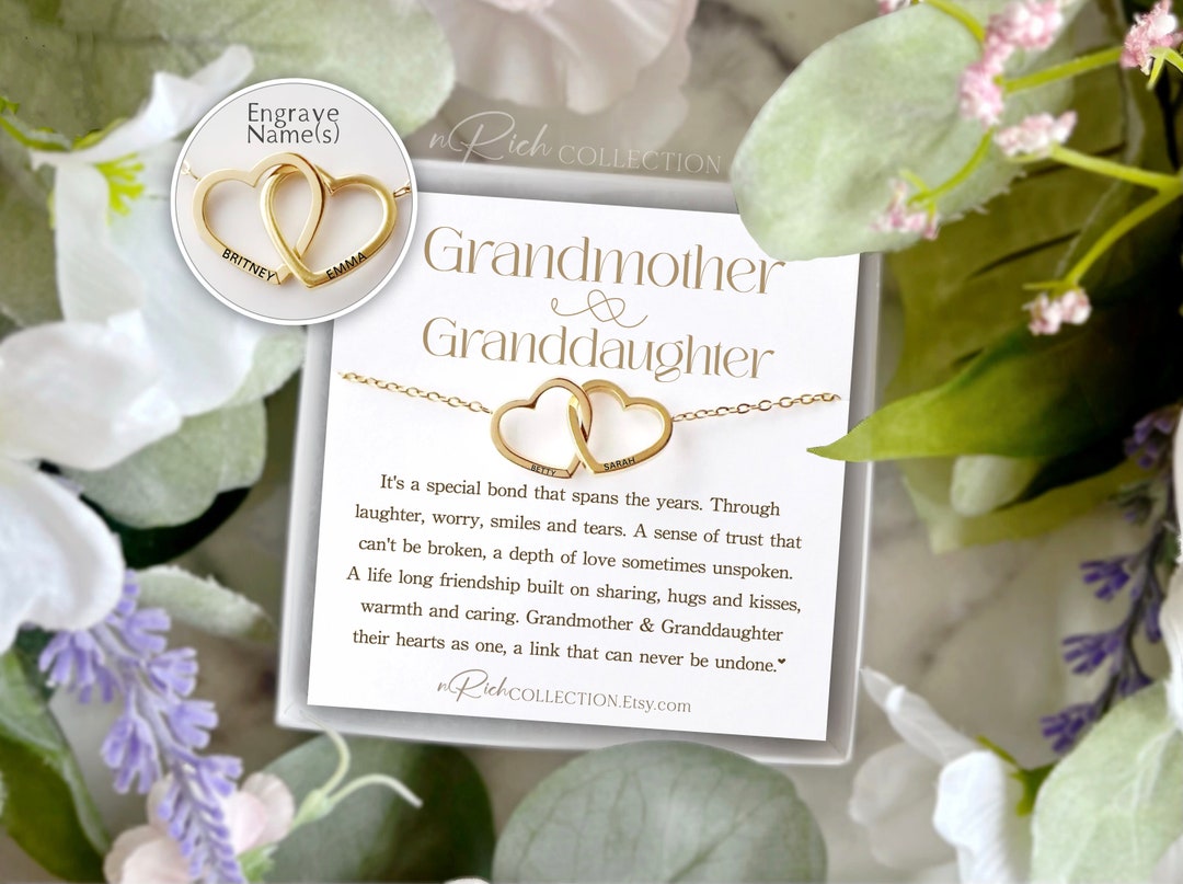 Personalized Grandmother Granddaughter Necklace Two Hearts Connected ...