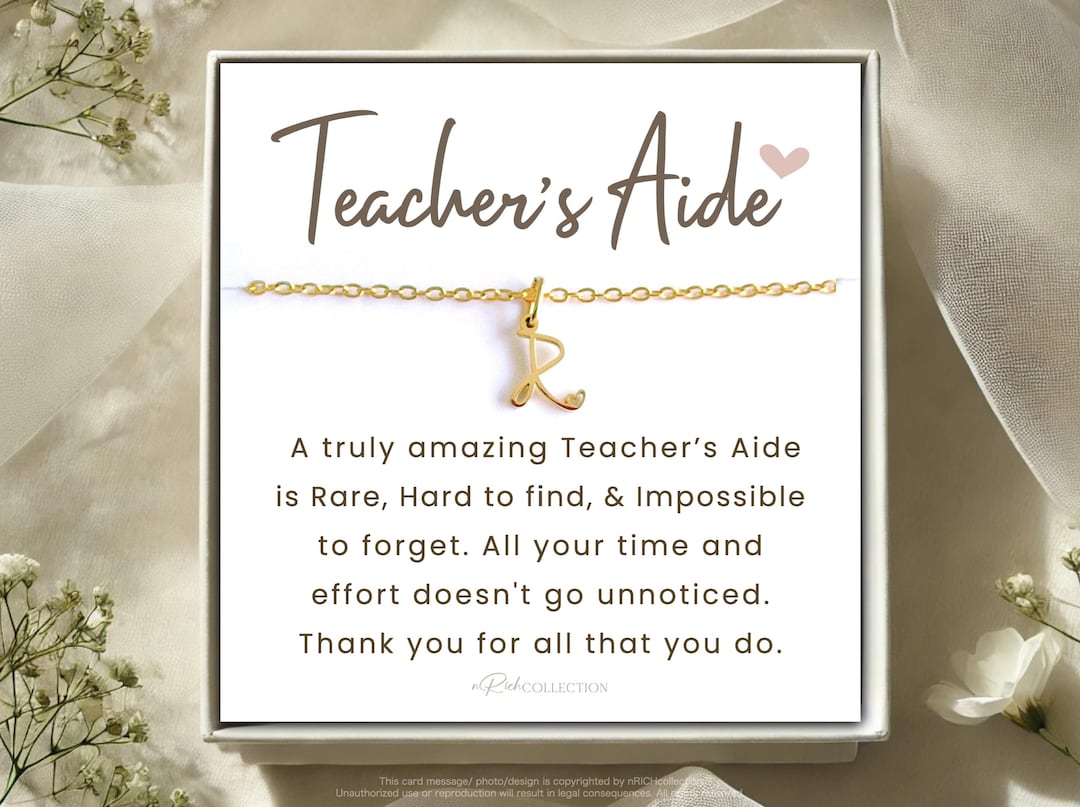 Teacher Aide Gift Teacher Assistant Appreciation Gift for Her Necklace ...