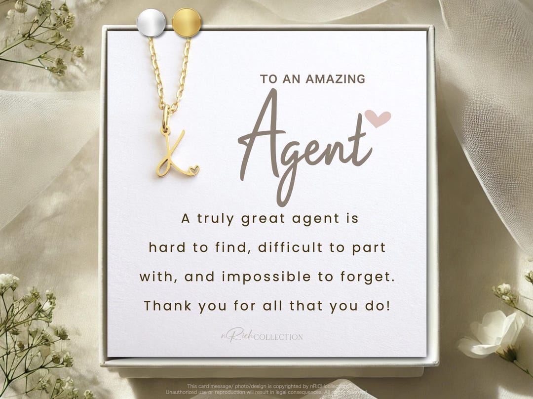Agent Gift Initial Necklace Gift for Real Estate, Insurance, Talent ...