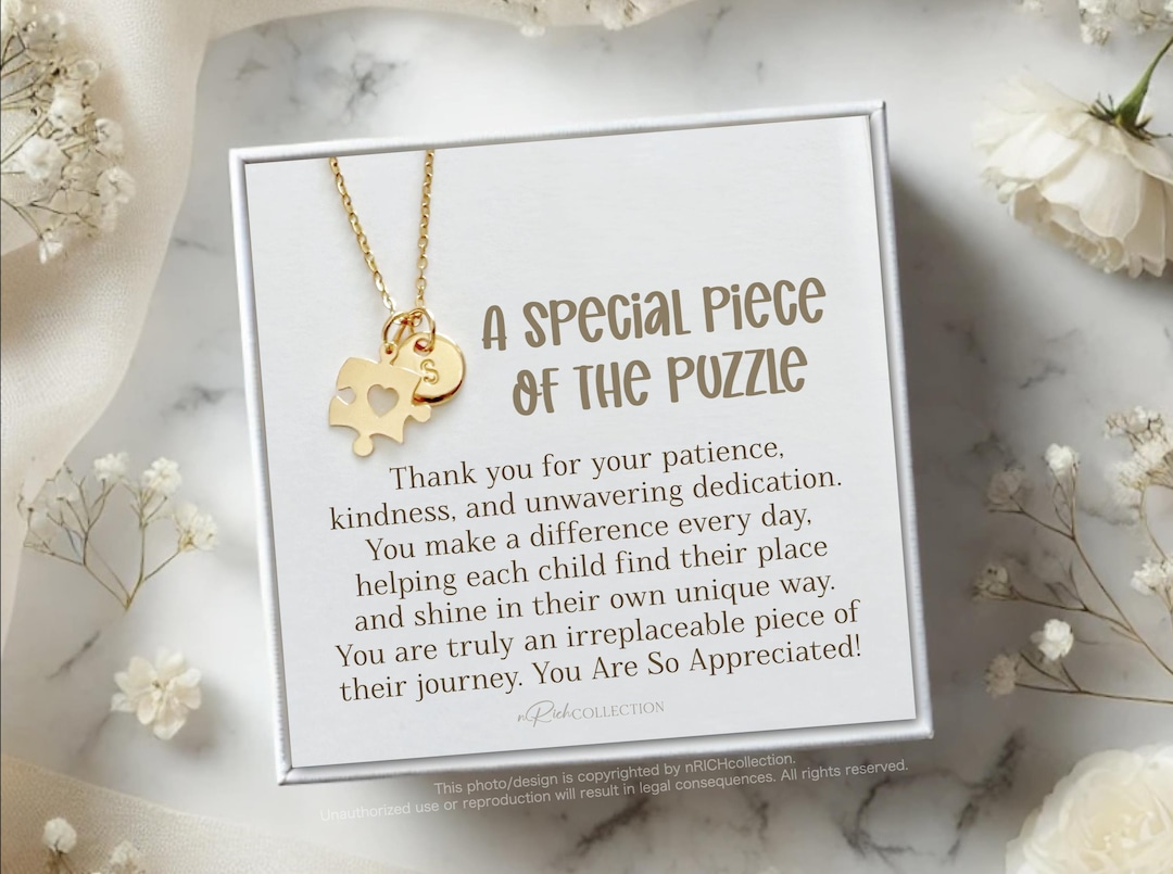 Puzzle Necklace, Autism Awareness Gift, Autism Teacher Gift, Thank You ...