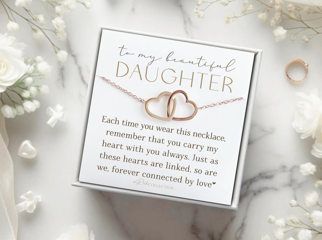 Custom Engraved Personalized Double Heart Necklace for Daughter ...