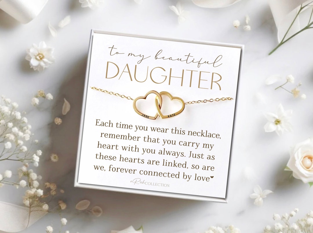 Custom Engraved Personalized Double Heart Necklace for Daughter ...
