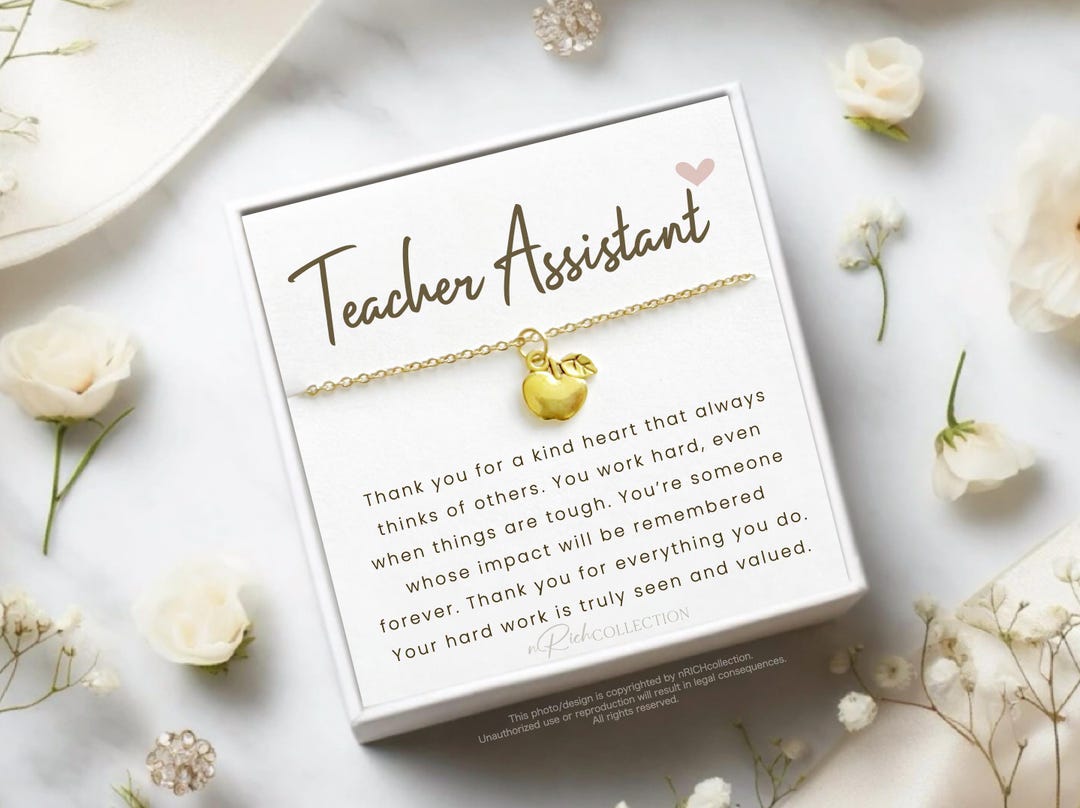 Teacher Assistant Gift Gold Apple Necklace Appreciation Jewelry for ...
