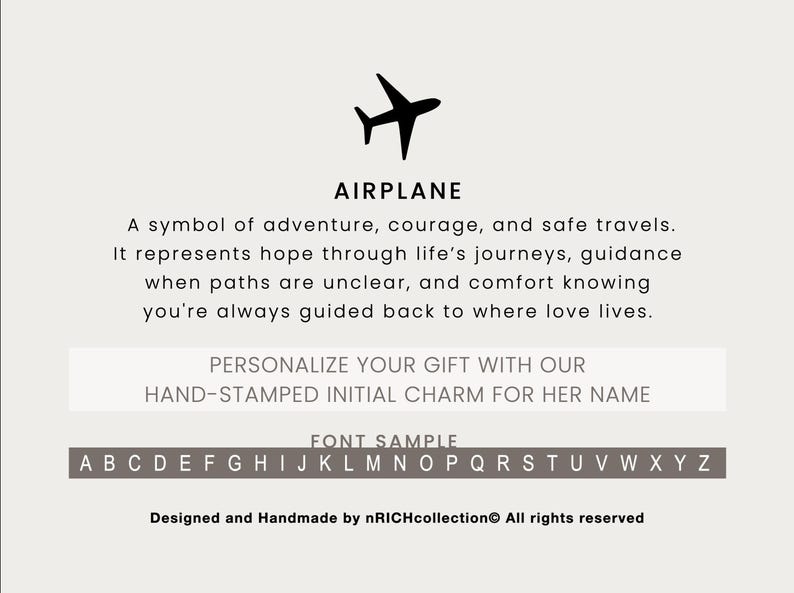 Gold Airplane Necklace Gift Custom Name Initial Dainty Plane Charm ...