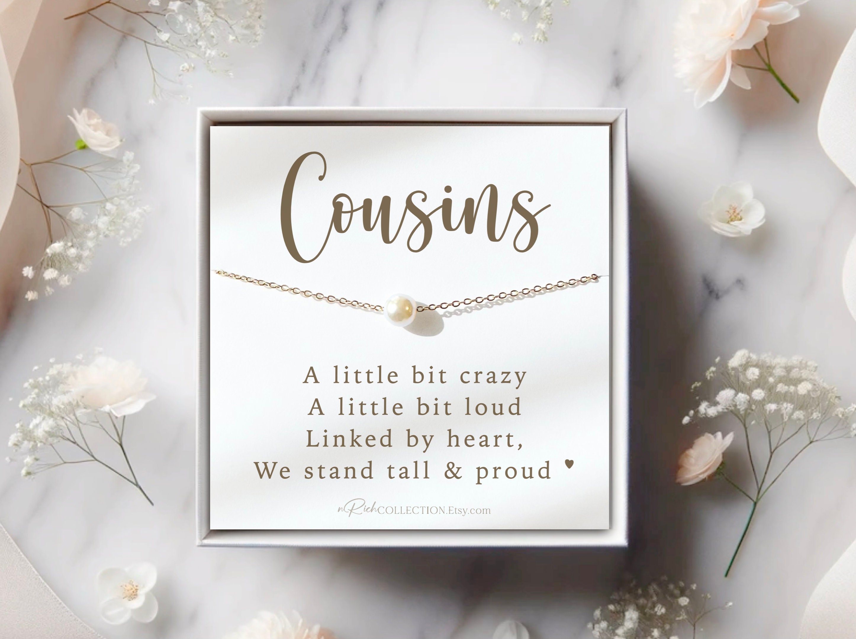 Cousin Necklace Gift Pearl Necklace Custom Name Necklace Funny Cousin ...