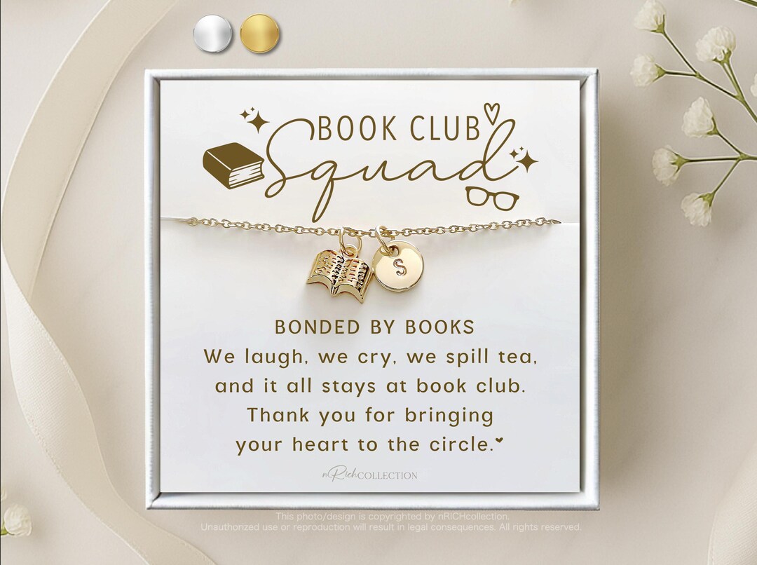Book Club Gifts Book Necklace Personalized Gift for Book Club, Bookish ...