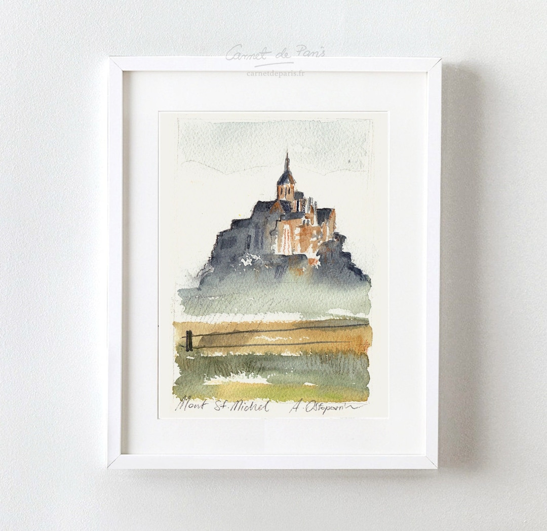 Mont Saint Michel - France Watercolor, French Wall Art, Mont Saint ...