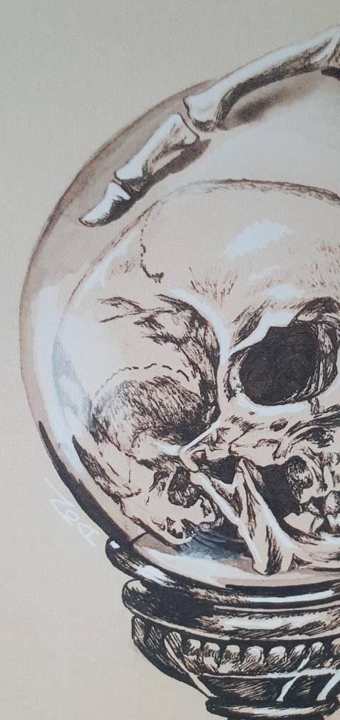 Original Artwork Print of SKELETON SKULL in Glass Sphere - Etsy