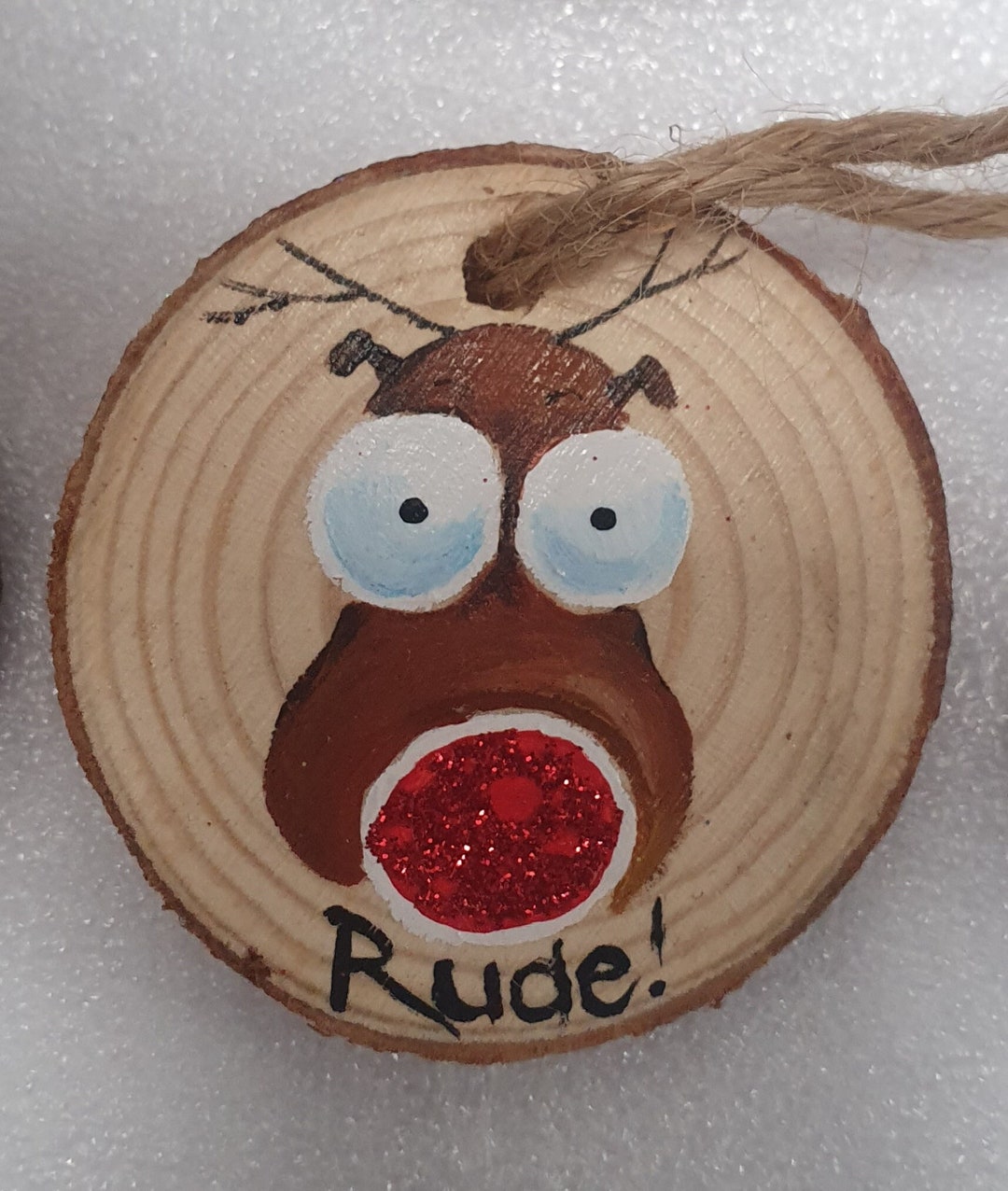 Original Hand Painted Log Slice Christmas Tree Decorations. Mini ...