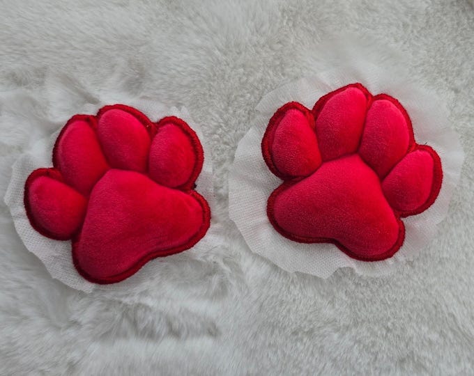 Plush Red Paw Pad Bean Cat Style Stuffed Mochi for Furry Socks Gloves ...
