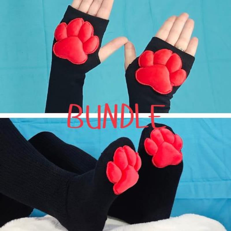 Red and Black Paw Socks - Etsy