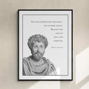 Marcus Aurelius Portrait & Quote Art Print, Philosophy Gift for Stoic ...