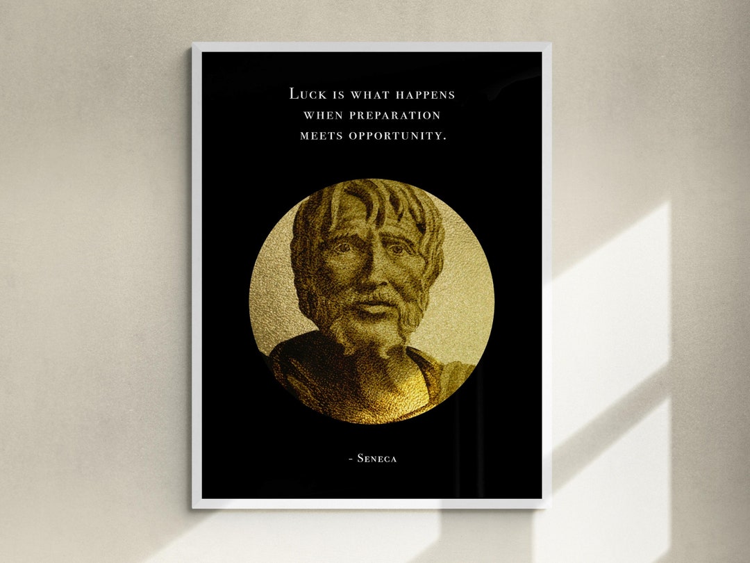Seneca Black & Gold Portrait, Hand-drawn Print, Roman Emperor ...