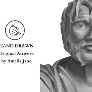 Seneca Portrait With Quote Hand-drawn Print, Roman Emperor, Philosophy ...